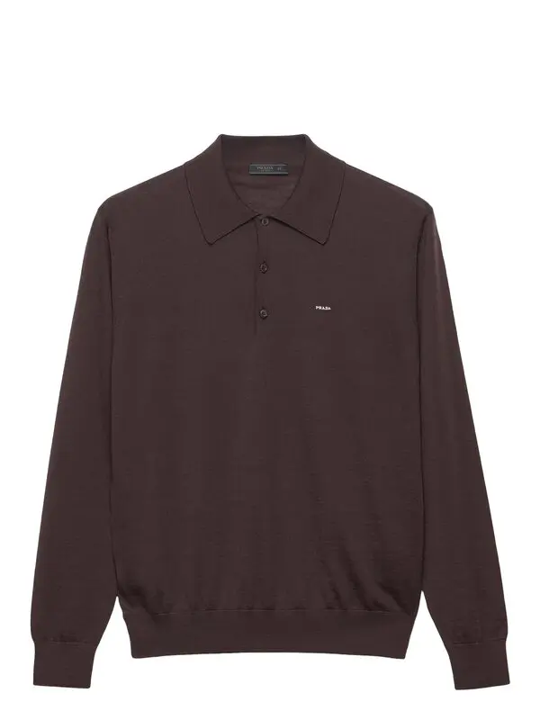 Prada Long-sleeved Superfine Wool Polo Sweater - Brown