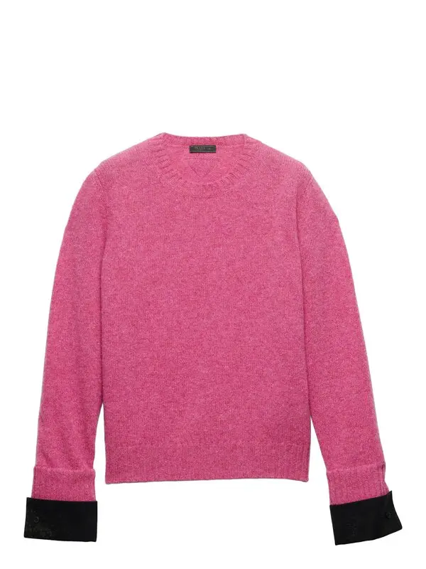 Prada Shetland Wool Crew-neck Sweater With Removable Cuffs - Pink