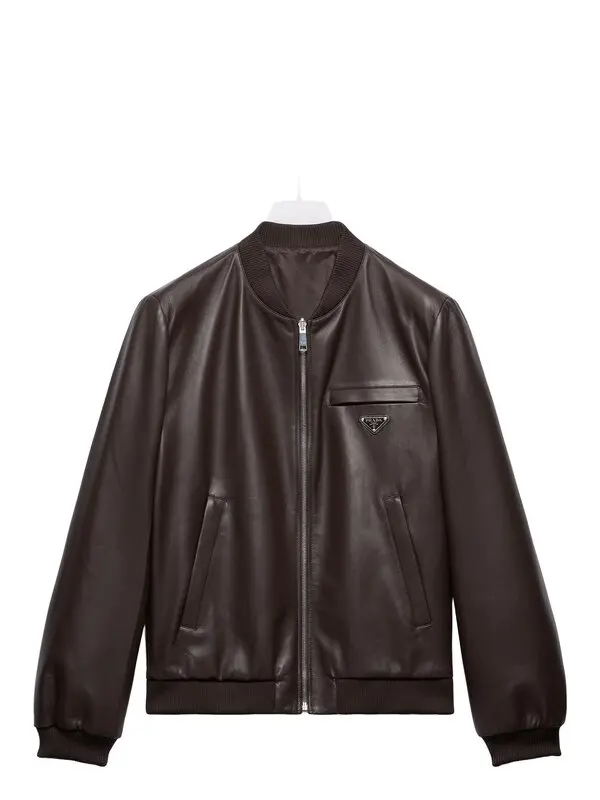 Prada Reversible Nappa Leather Bomber Jacket - Brown