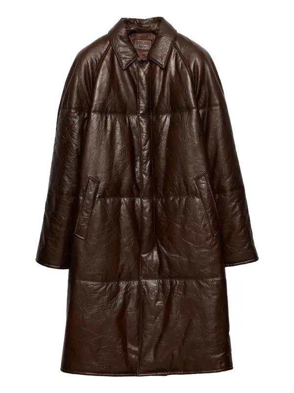 Prada Padded Nappa Leather Coat - Brown