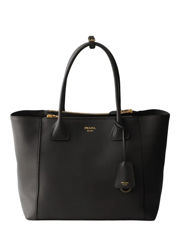 Prada Large Leather Tote Bag - Black