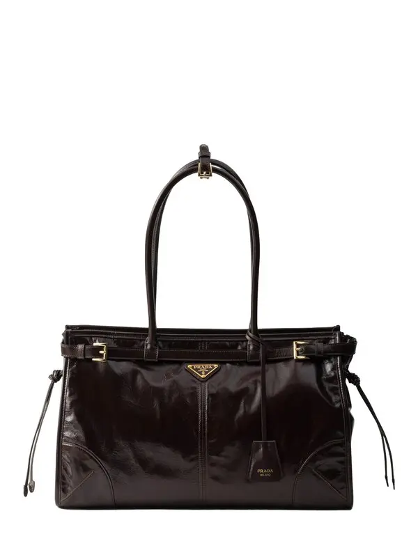 Prada Bonnie Large Leather Handbag - Brown
