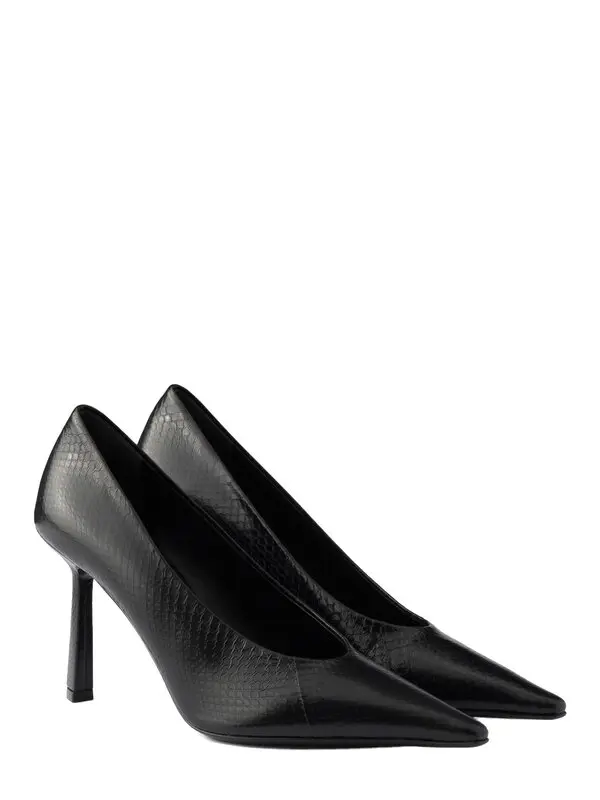 Prada Ayers Leather Pointed Toe Pumps - Black