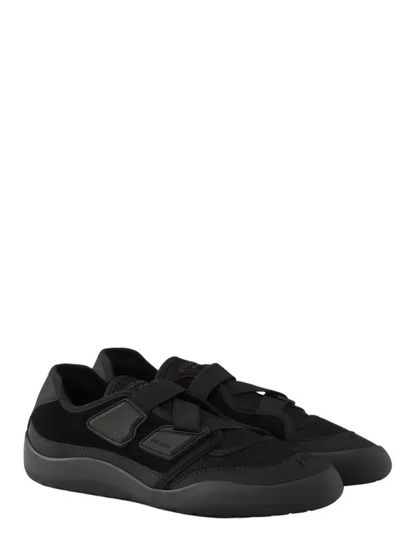 Prada Speedrock Technical Mesh And Leather Sneakers - Black