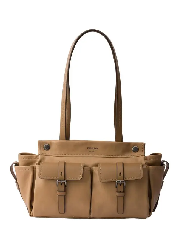 Prada Route Medium Leather Tote Bag - Neutral