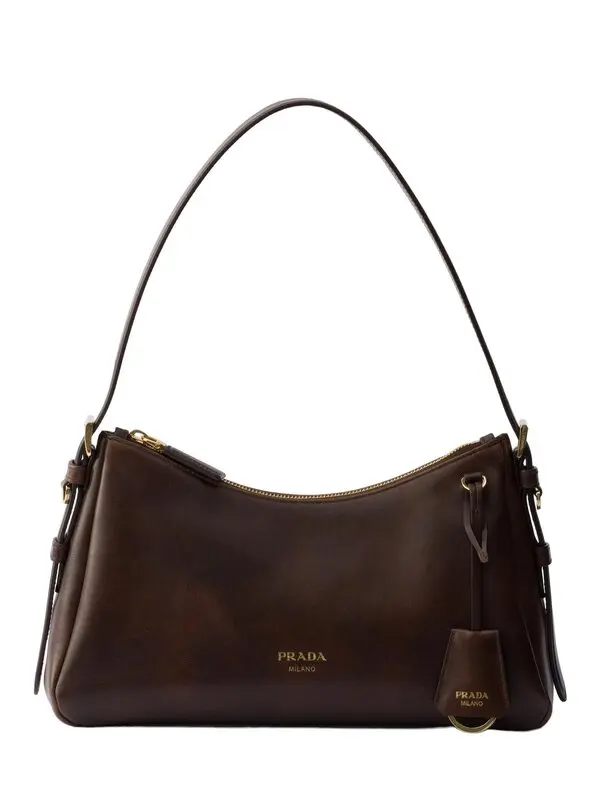 Prada Aimée Medium Leather Shoulder Bag - Brown