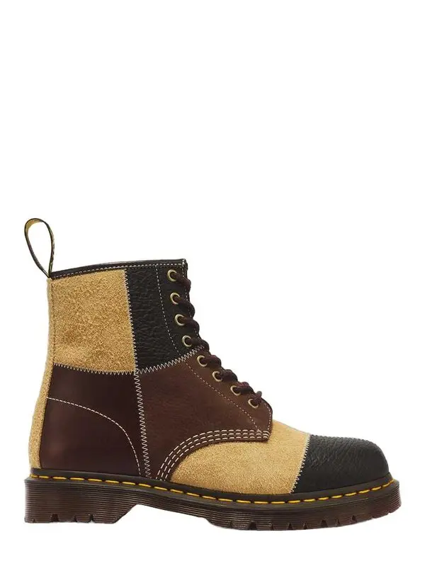 Dr. Martens 1460 Patchwork Lace Up Leather And Nubuck Boots - Brown