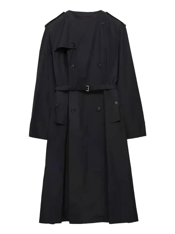 Prada Double-breasted Belted Coat - Blue
