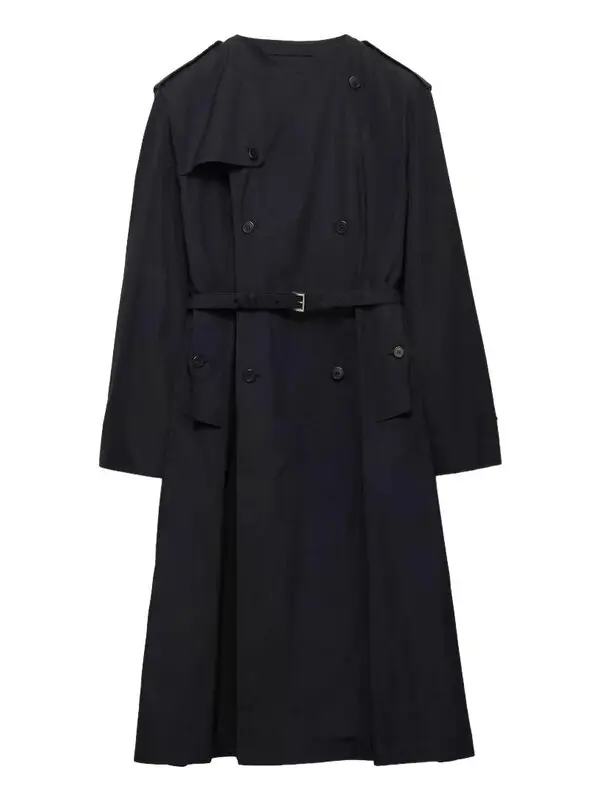 Prada Double-breasted Belted Coat - Blue
