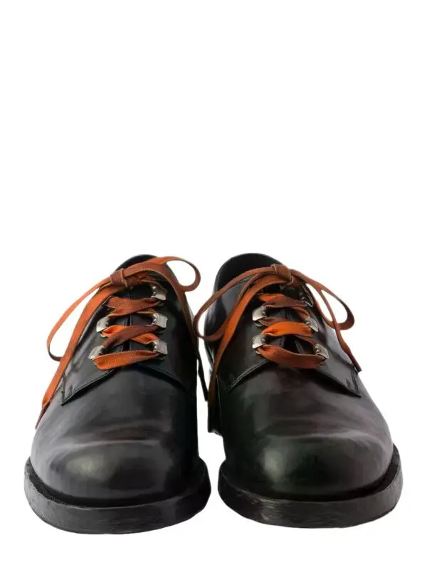 Prada Antiqued Leather Lace-up Shoes - Black