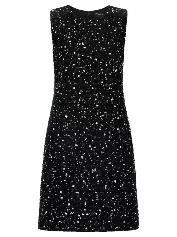 Oscar De La Renta Sequin Embellished Tweed Mini Dress - Black