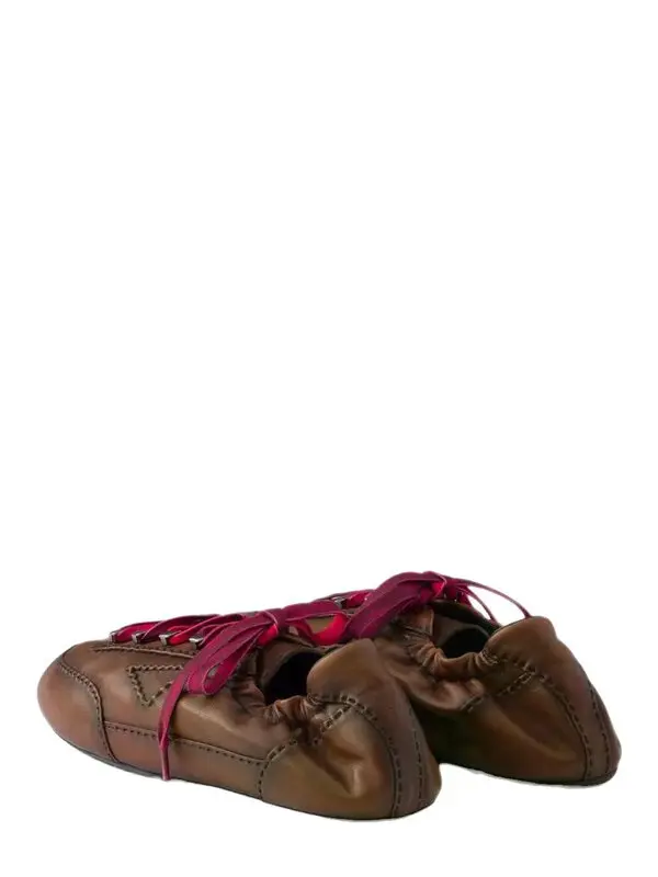Prada Antiqued Nappa Leather Collapsible Sneakers - Brown