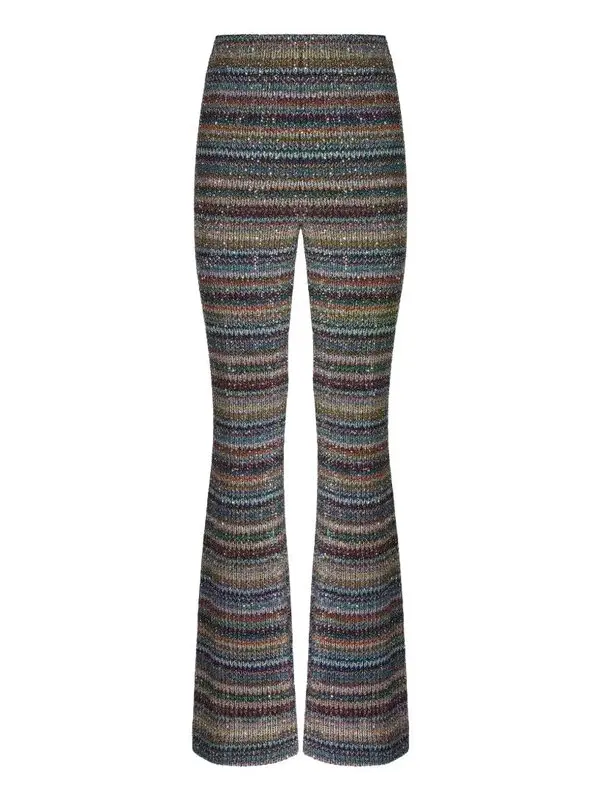 Missoni Sequin-embellished Zigzag-knit Flared Trousers - Blue
