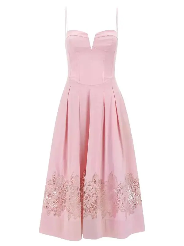 Rebecca Vallance Montreux Lace-inlay Midi Dress - Pink
