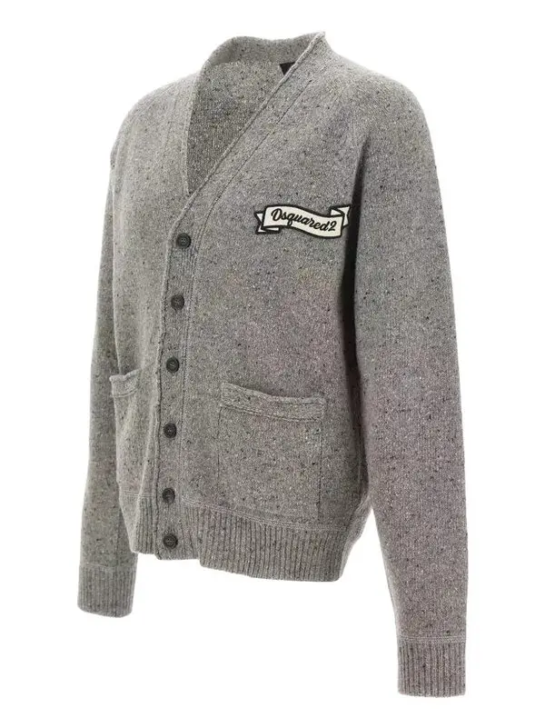 Dsquared2 Logo Patch V-neck Cardigan - Grey