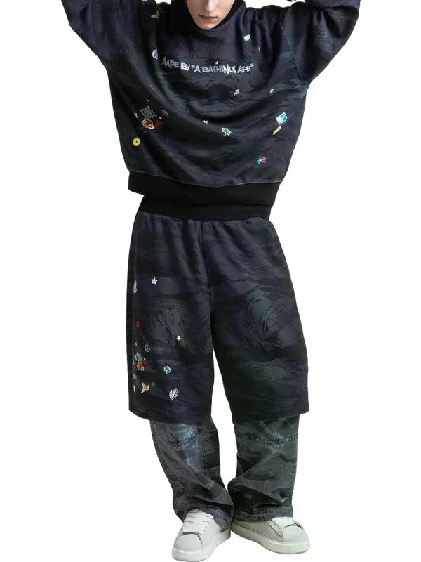 AAPE BY *A BATHING APE Cargo Trousers With Camouflage Pattern - Black