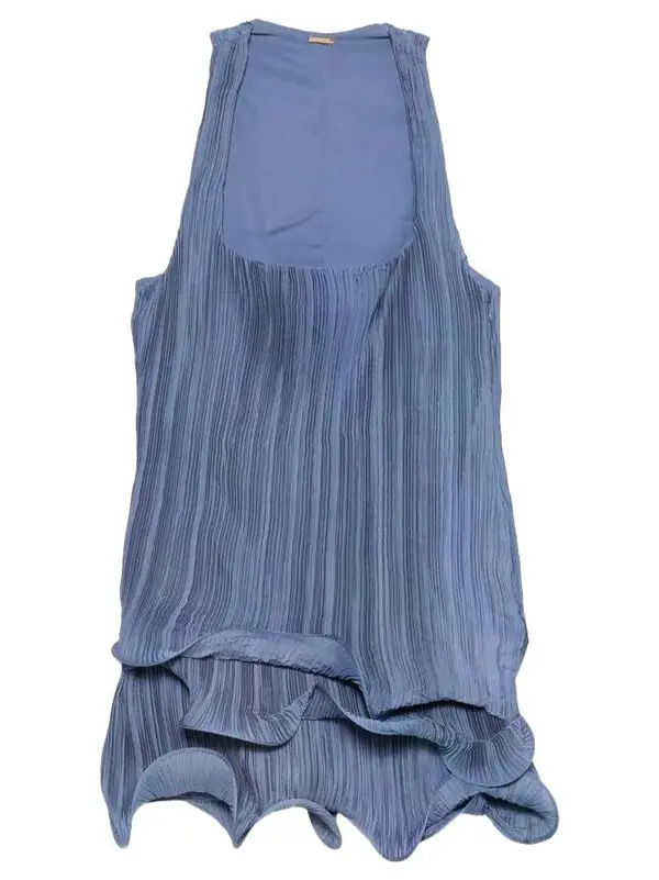 Cult Gaia Marsa Plissé Effect Ruffled Mini Dress - Blue