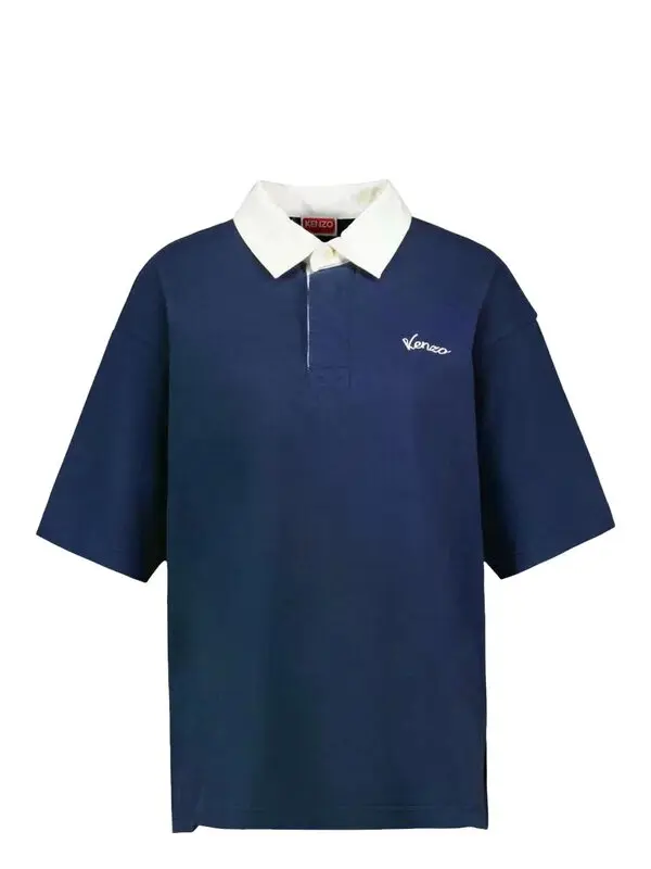 Kenzo Varsity Logo-embroidered Polo Shirt - Blue