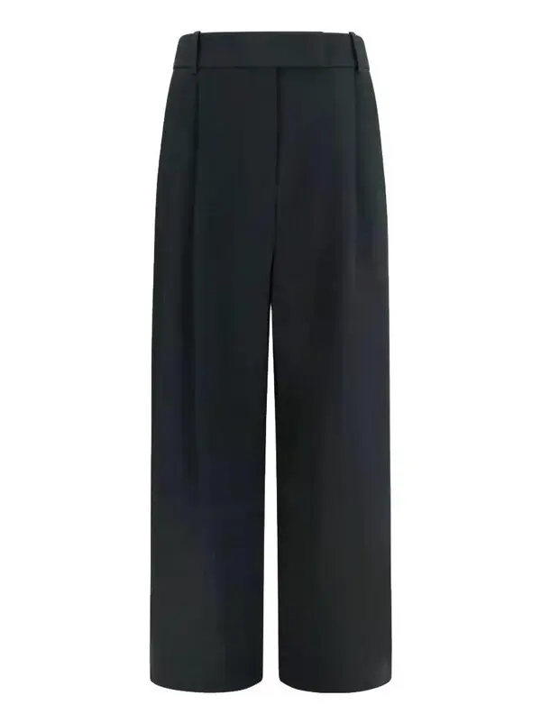 Giorgio Armani Pleated Wide-leg Silk Trousers - Black