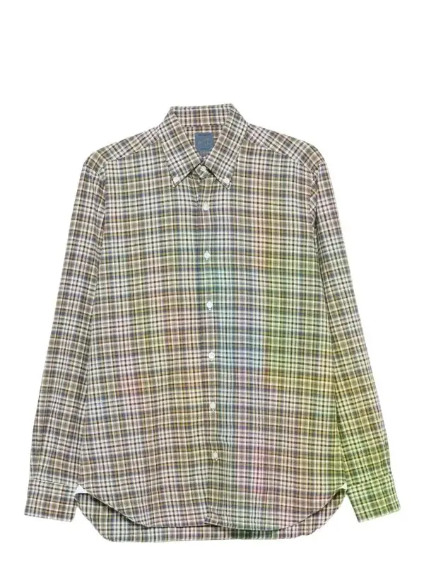 BARBA NAPOLI Check-pattern Button-down Shirt - Neutrals