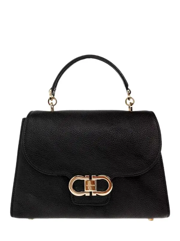 FERRAGAMO Double Gancini Tote Bag - Black