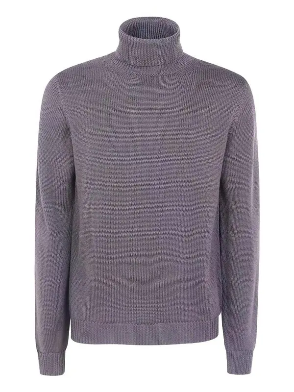 NUUR Turtle Neck Chunky Knit Sweater - Purple