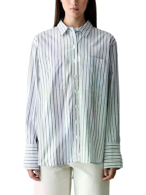 Barbour Fawley Striped Relaxed Long-sleeved Shirt - White