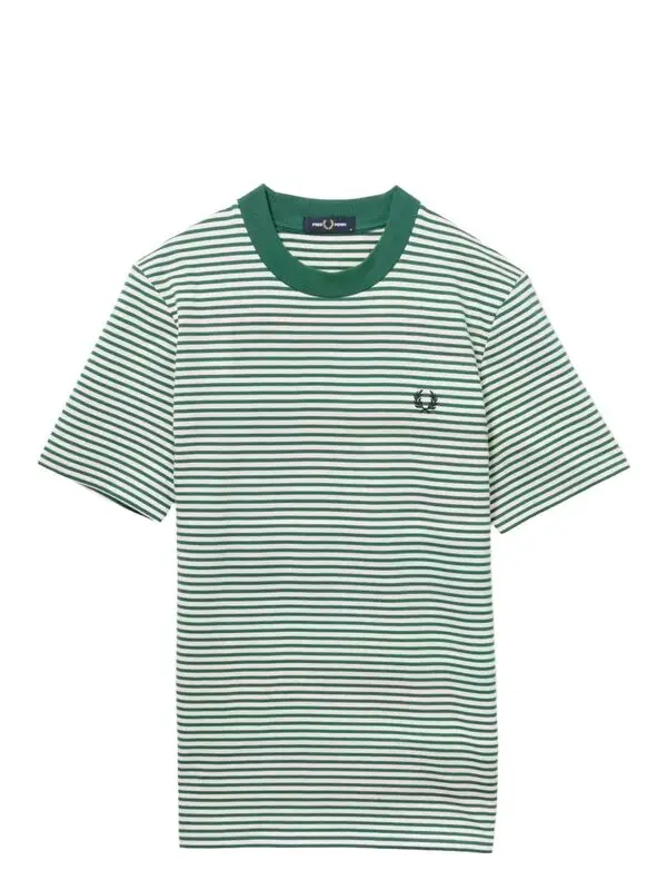 Fred Perry Striped Embroidered-logo T-shirt - Green
