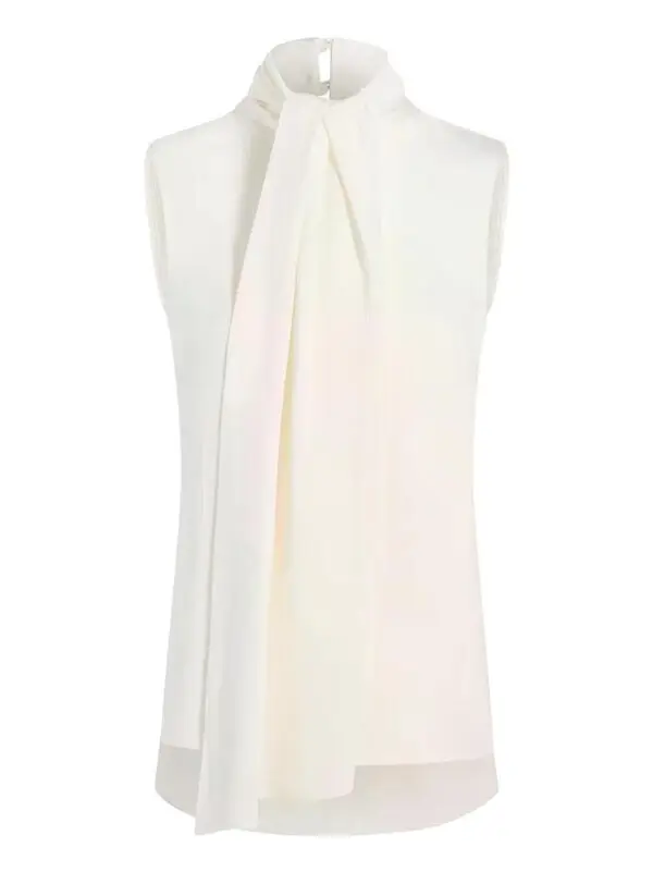 Adam Lippes Silk Scarf Neck Sleeveless Top - Neutrals