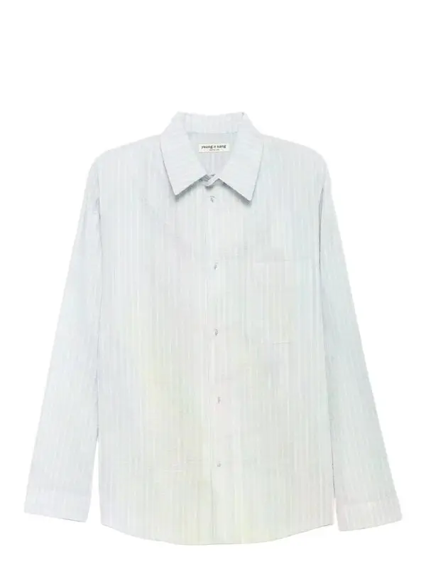 YOUNG N SANG Striped Seersucker Shirt - Blue