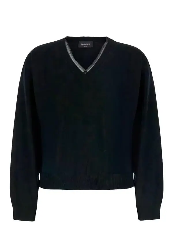 Fabiana Filippi V-neck Sweater With Tulle Insert - Black
