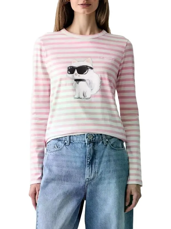 Karl Lagerfeld Ikon Aquarelle Long-sleeve T-shirt - Pink