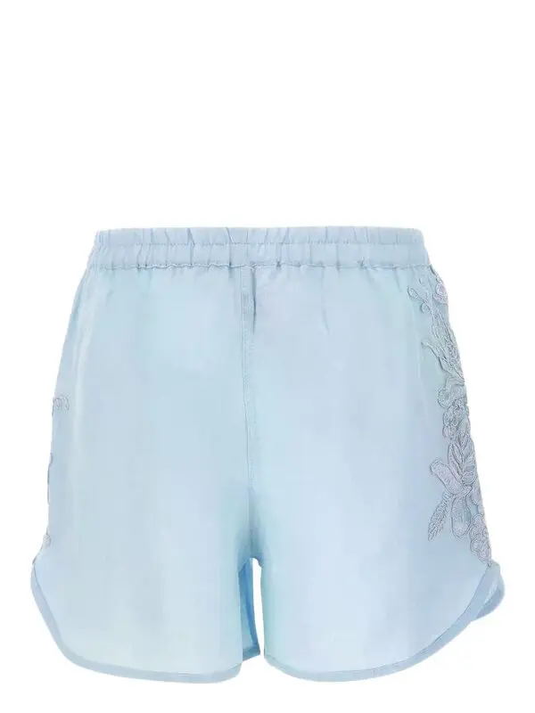 MAURIZIO MYKONOS Floral Embroidered Shorts - Blue