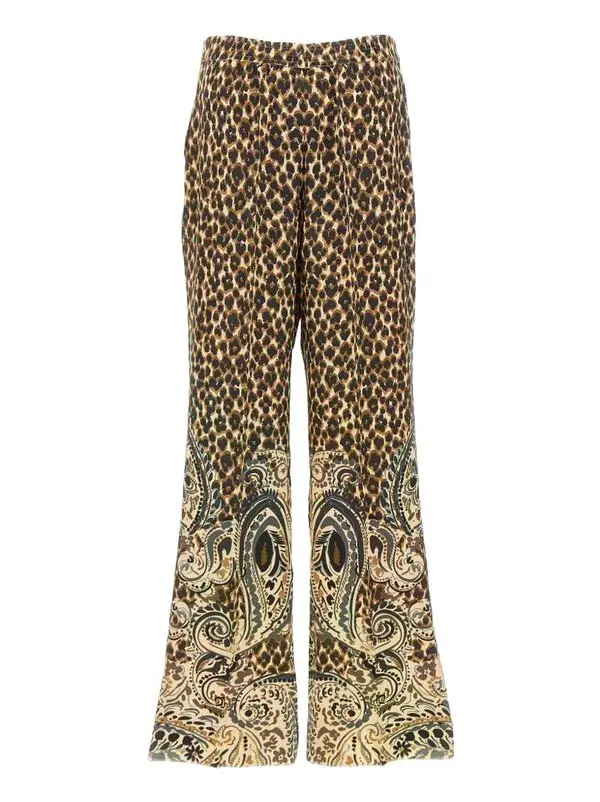 Etro Printed Silk Trousers - Brown