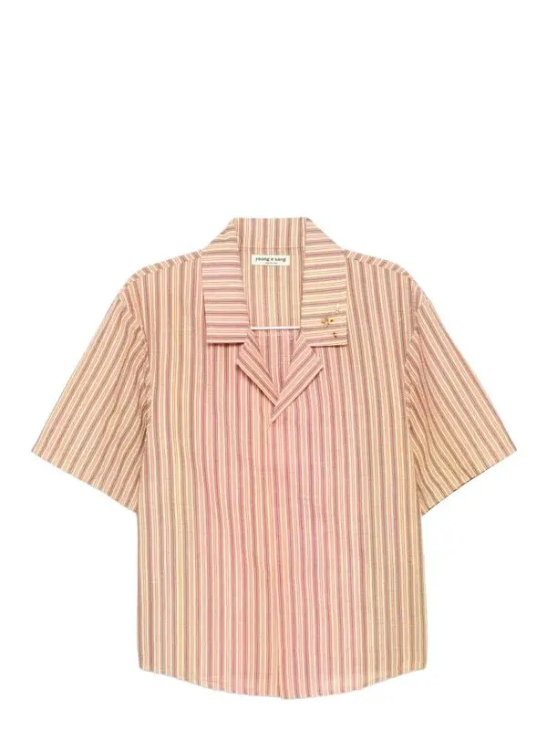 YOUNG N SANG Striped Short-sleeve Shirt - Neutrals