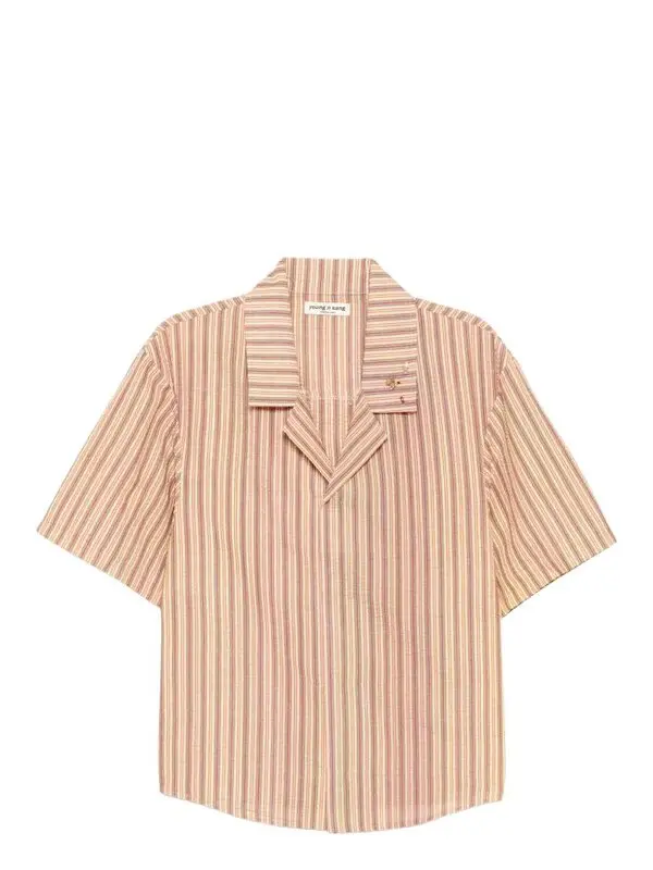 YOUNG N SANG Striped Short-sleeve Shirt - Neutrals