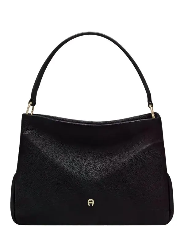 AIGNER Paola Pebbled Leather Tote Bag - Black