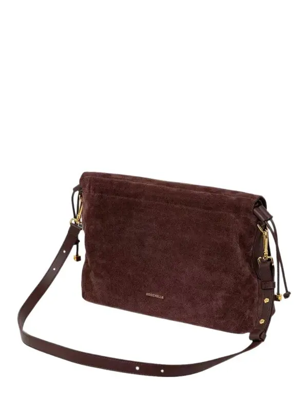 COCCINELLE Suede Logo-embossed Shoulder Bag - Brown