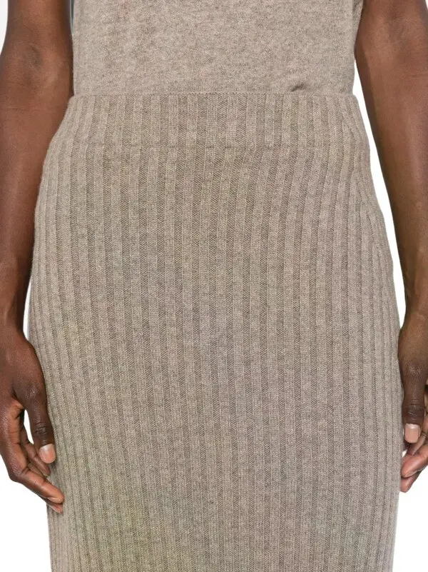 Eric Bompard Ribbed Cashmere Maxi Skirt - Neutrals
