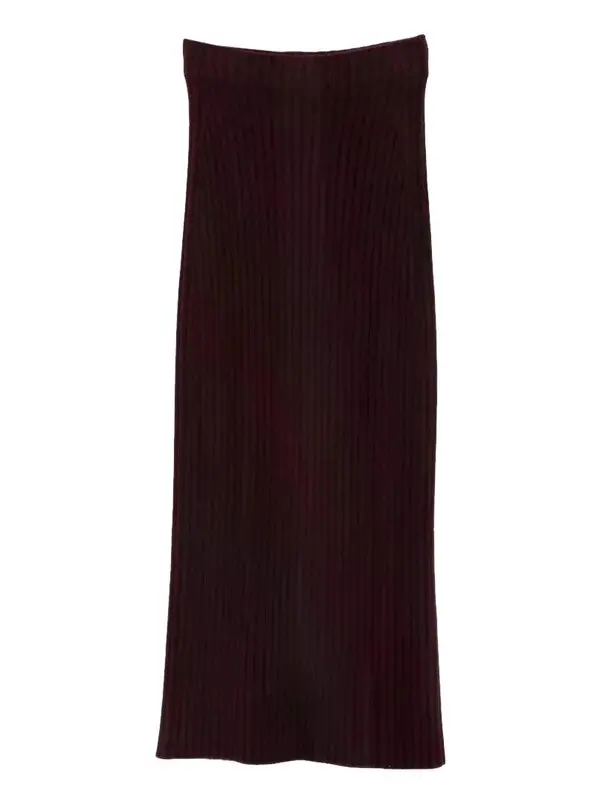 Eric Bompard Ribbed Cashmere Maxi Skirt - Red