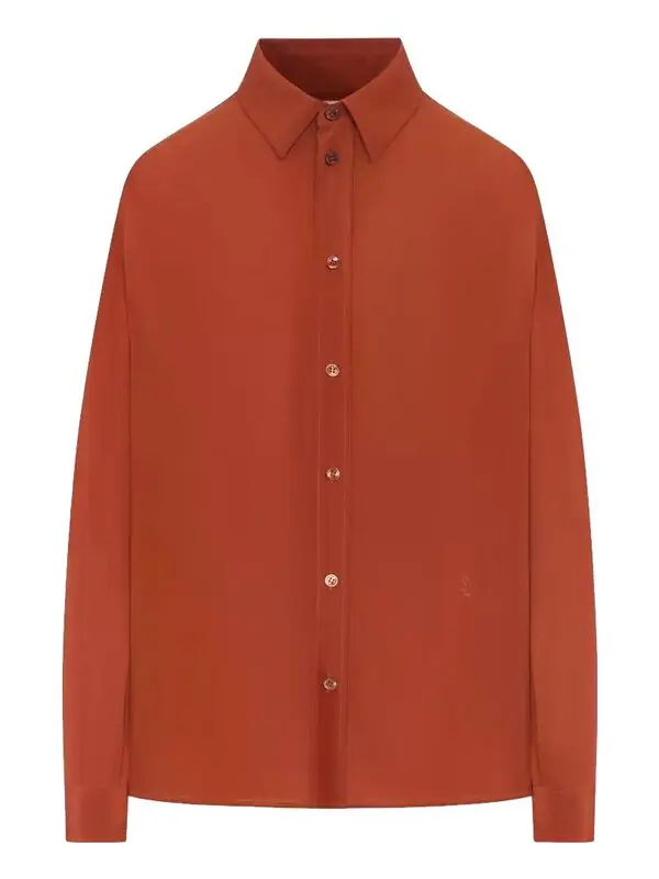 Saint Laurent Long-sleeve Silk Shirt - Orange