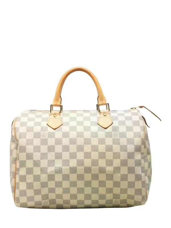 LOUIS VUITTON Damier Azur Speedy 30 Boston Bag - White