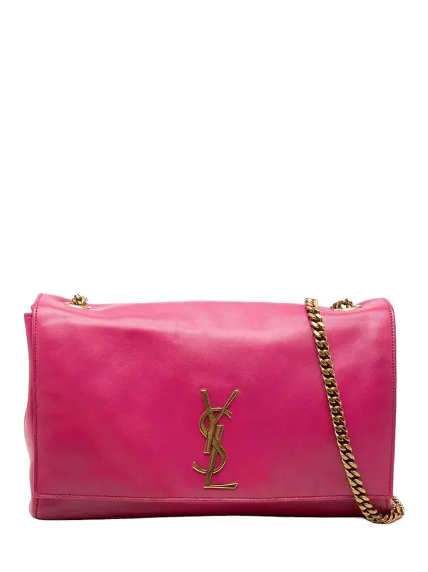 Saint Laurent Smooth Calfskin And Suede Reversible Kate Crossbody Bag - Pink