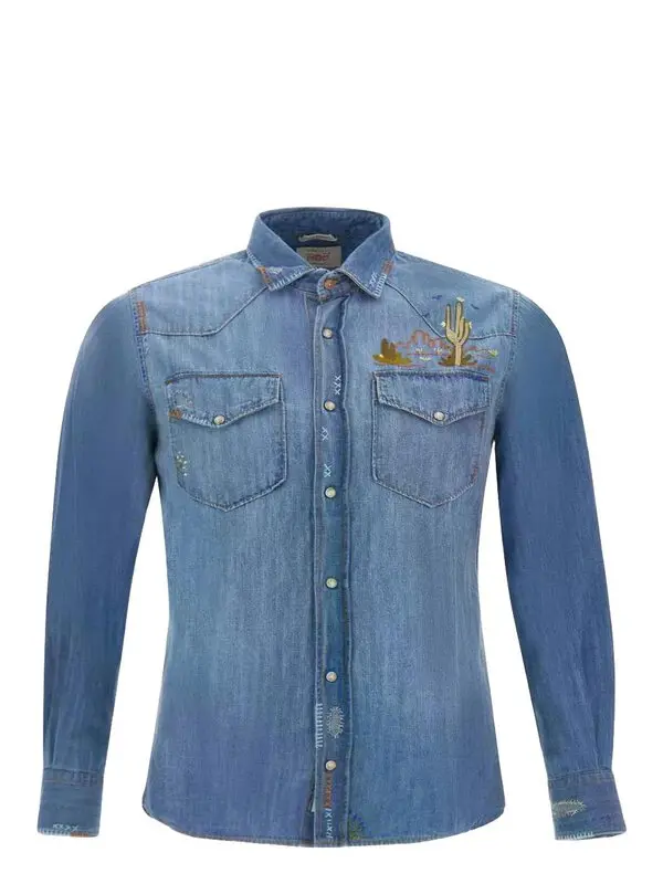 BOB Embroidered Denim Shirt - Blue