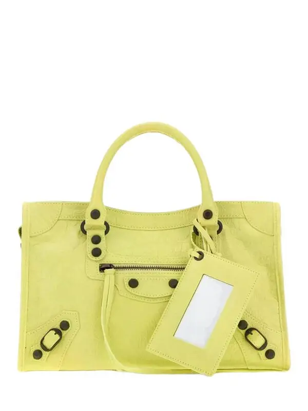 Balenciaga Le City Bag Small In Lemonade Arena Lambskin - Yellow