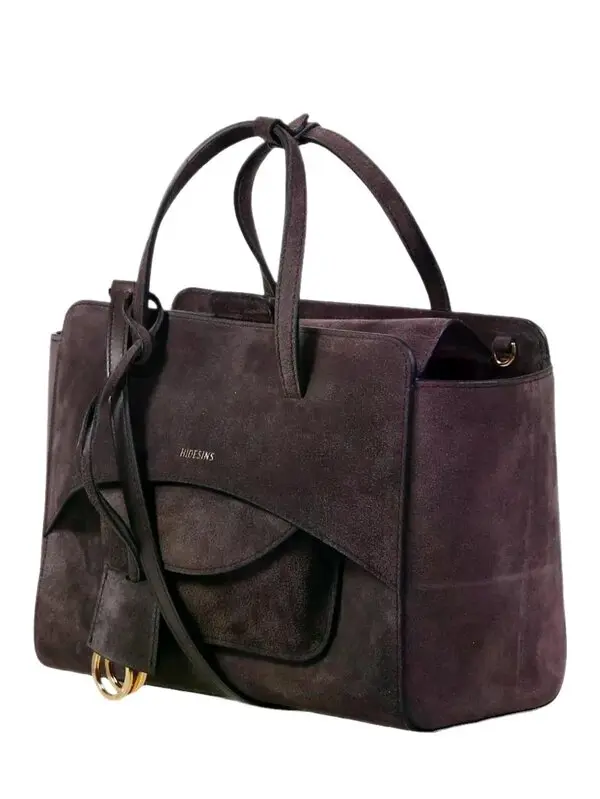 HIDESINS Suede Logo Print Tote Bag - Brown