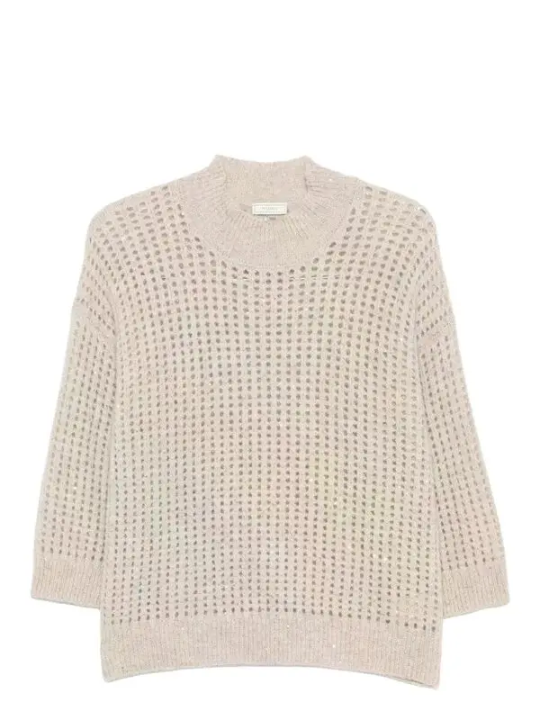 Peserico Sequin-embellished Open-knit Sweater - Neutrals