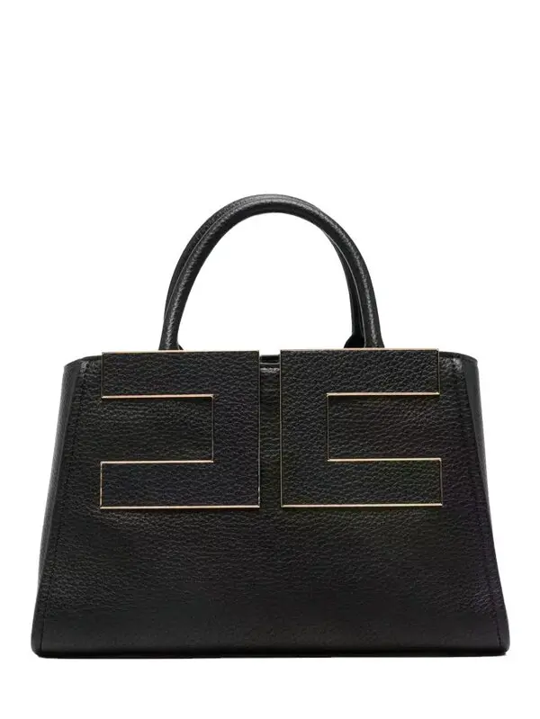 Elisabetta Franchi Logo Plaque Tote Bag - Black