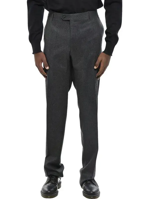 Corneliani Flat-front Wool Trousers - Grey