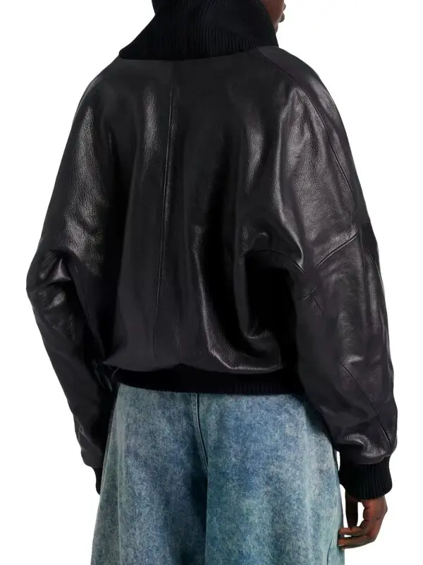 Magda Butrym Ribbed-knit Leather Jacket - Black